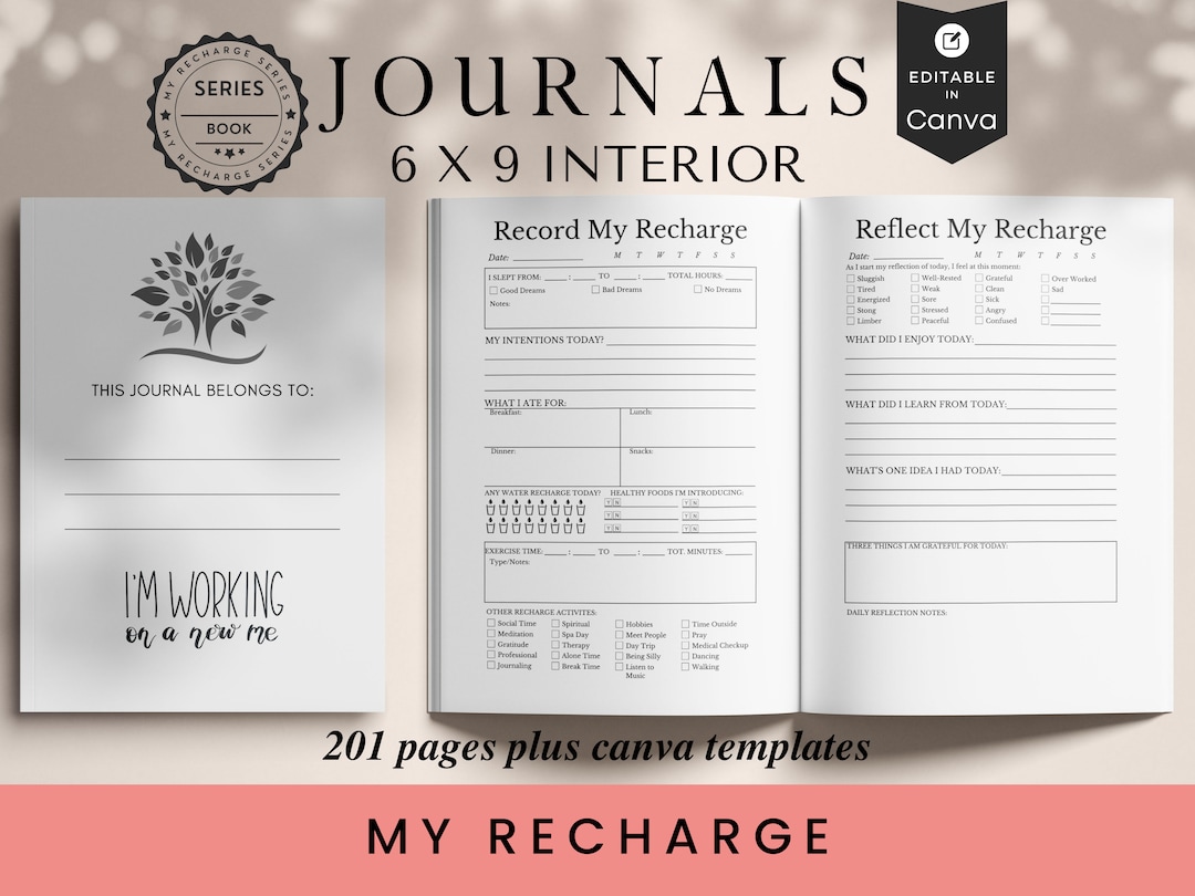 My Recharge Journal: 6x9 Printable KDP Template (canva Editable) - Etsy