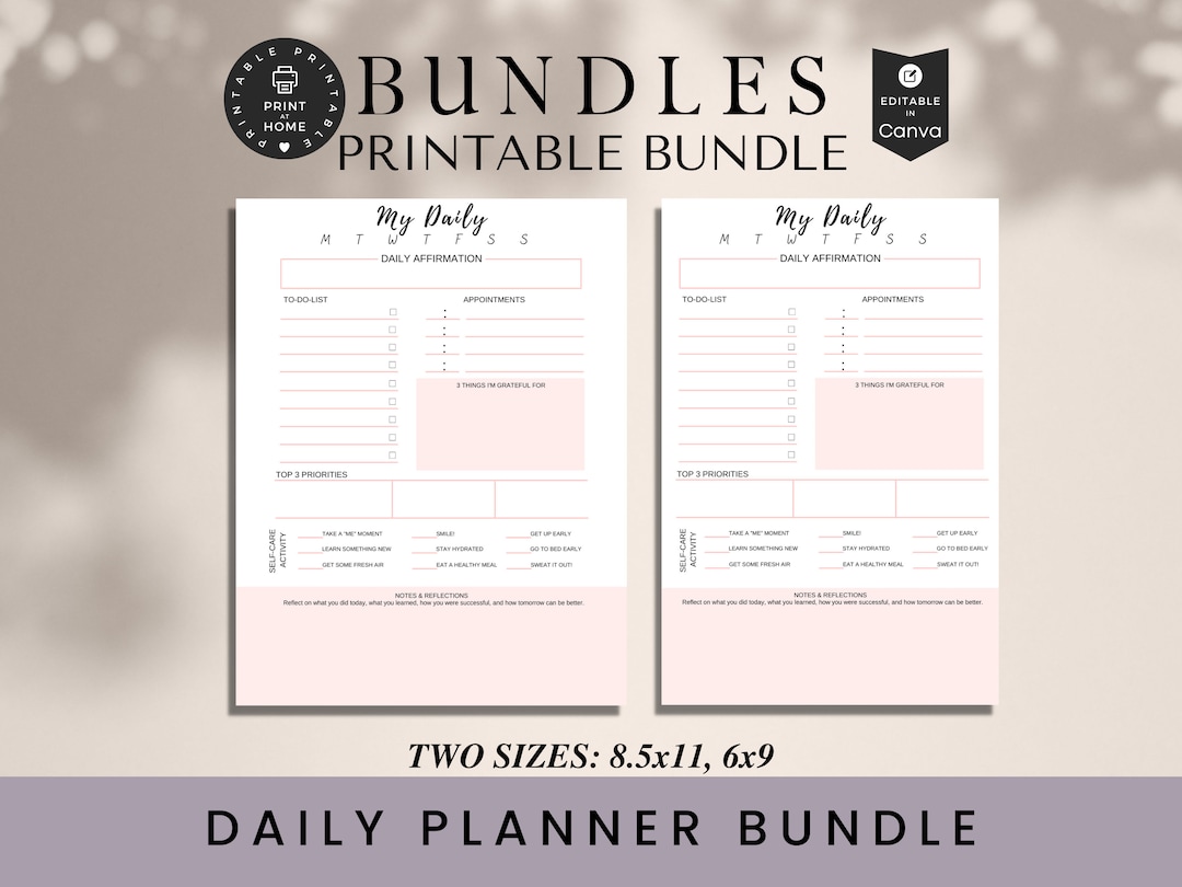 KDP Templates, Daily Planners, Bundle, Canva Template, 6x9, 8.5x11, KDP ...