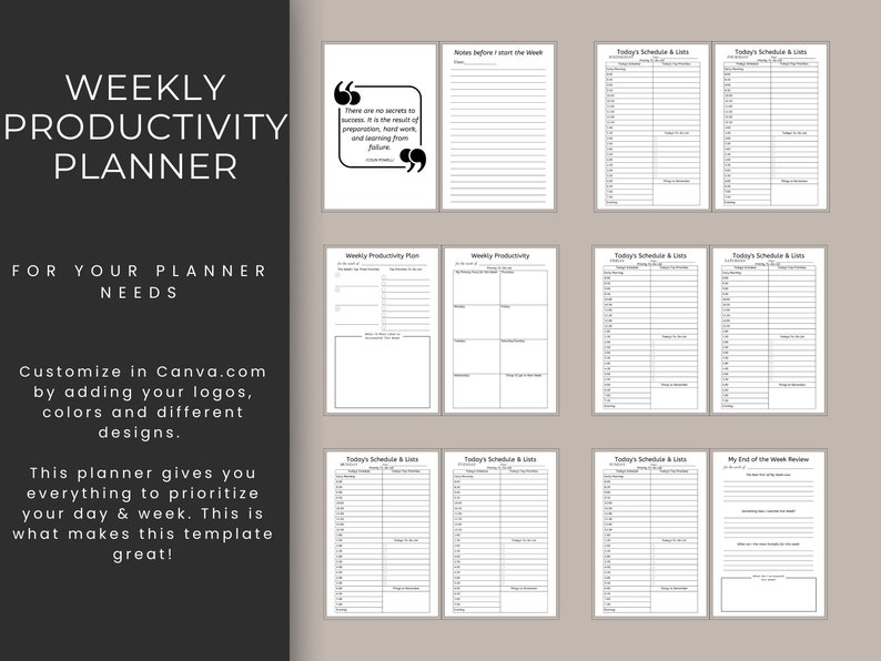 Weekly Productivity Planner Bundle 6x9 8.5x11 KDP Template - Etsy