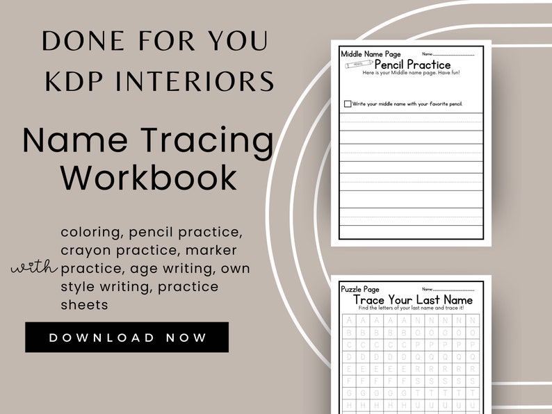 Name Tracing Workbook KDP Interior Canva Templates 8.5x11 - Etsy
