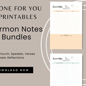 Printable Sermon Notes Bundle, A4, A5, Letter Size, Bible Study Notes ...