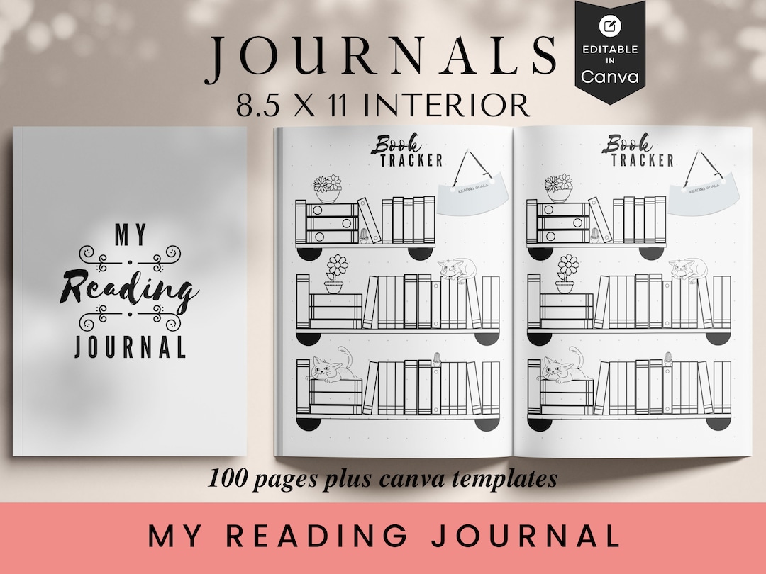 My Reading Journal, 8.5x11, KDP Template, Canva Editable, Printable ...