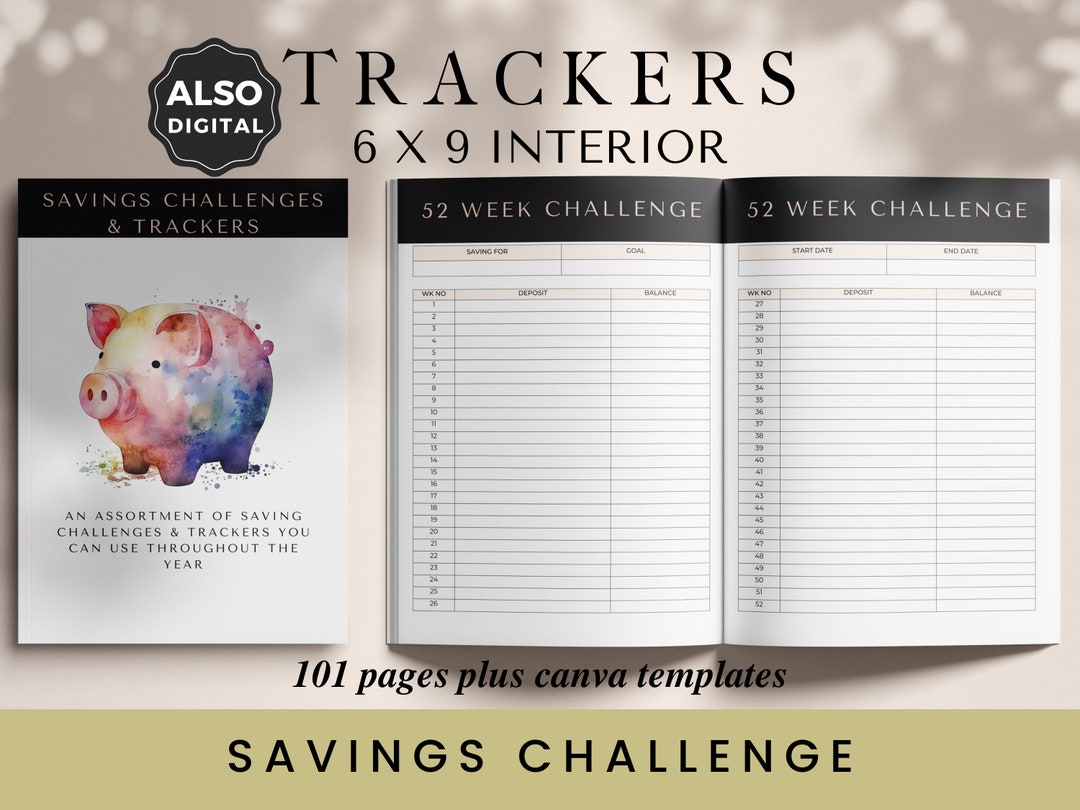 Saving Challenges, Savings Trackers, Printable PDF Page, KDP Template ...