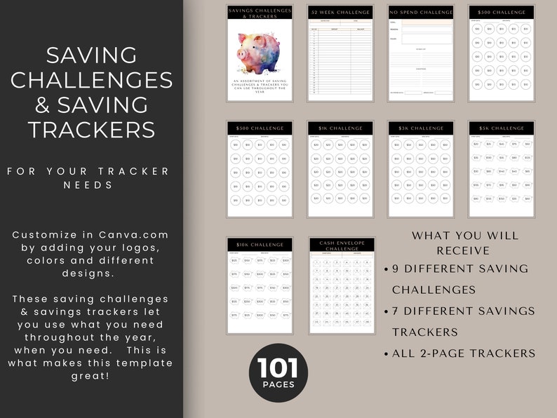 Saving Challenges Savings Trackers Printable PDF Page KDP - Etsy