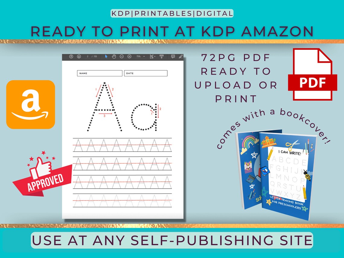 Preschool Letter Tracing KDP Interiors Plus Book Cover - Etsy