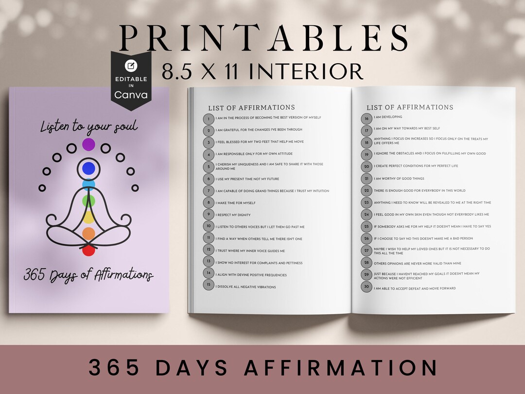 365 Daily Affirmation Quotes: Canva Template, KDP Interior (digital ...