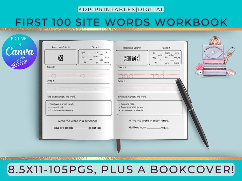 First 100 Sight Words Workbook KDP Interiors Plus KDP - Etsy