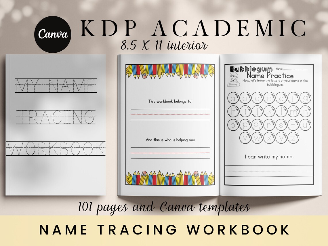 Name Tracing Workbook KDP Interior Canva Templates 8.5x11 - Etsy