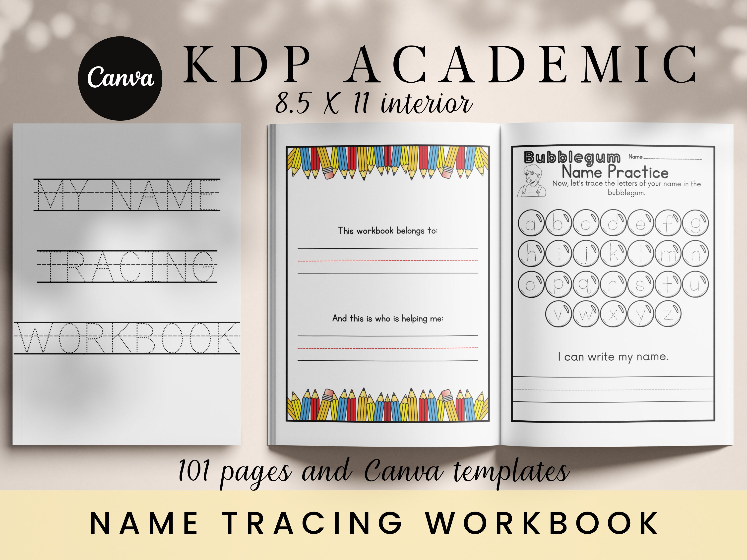 Name Tracing Workbook KDP Interior Canva Templates 8.5x11 - Etsy