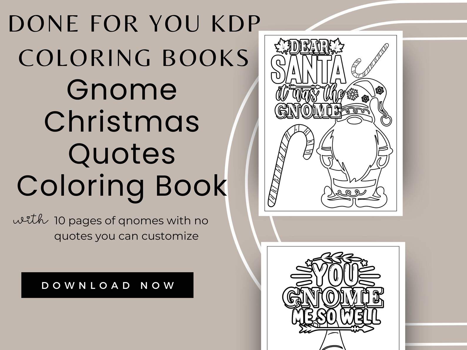 Christmas Gnomes Quotes Coloring Book 6x9 KDP Interior KDP - Etsy