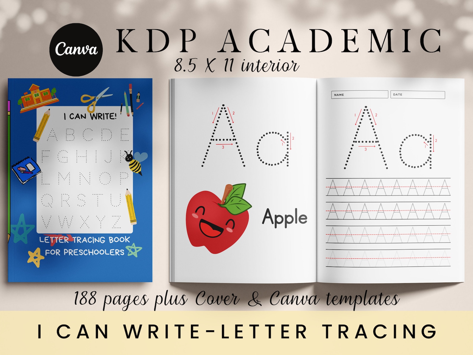 Preschool Letter Tracing KDP Interiors Plus Book Cover - Etsy