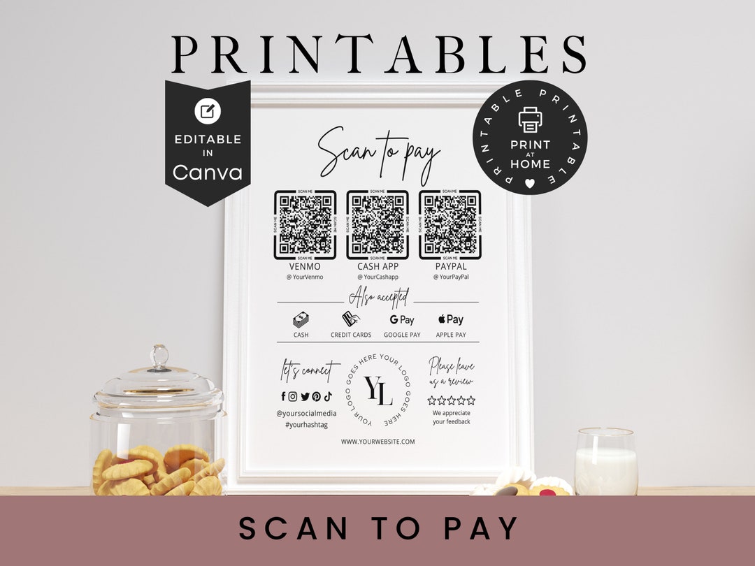 Scan to Pay Card Template: QR Code Sign for Business (canva Editable ...