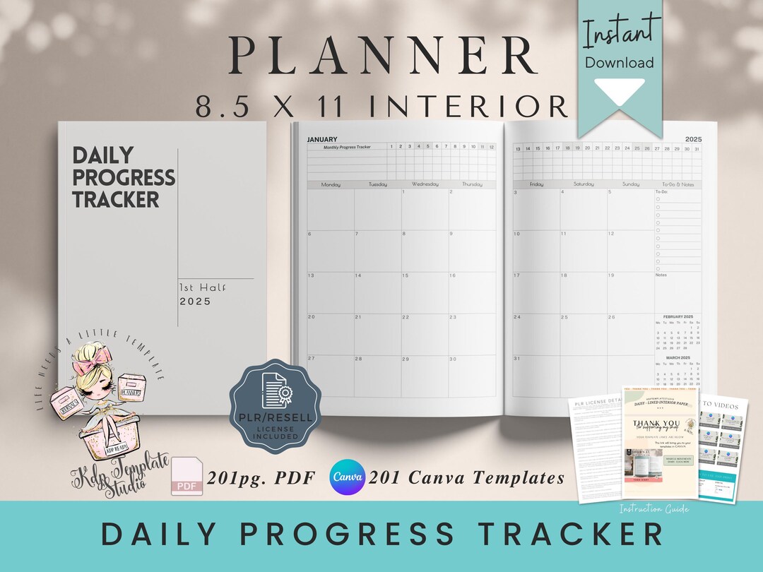 2025 Daily Progress Tracker: Hourly Planner, Checklist (PDF) - Etsy
