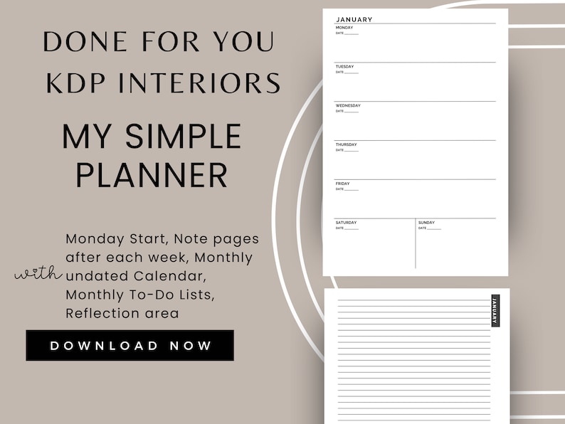 My Simple Planner KDP Template 6x9 KDP Interior Amazon - Etsy