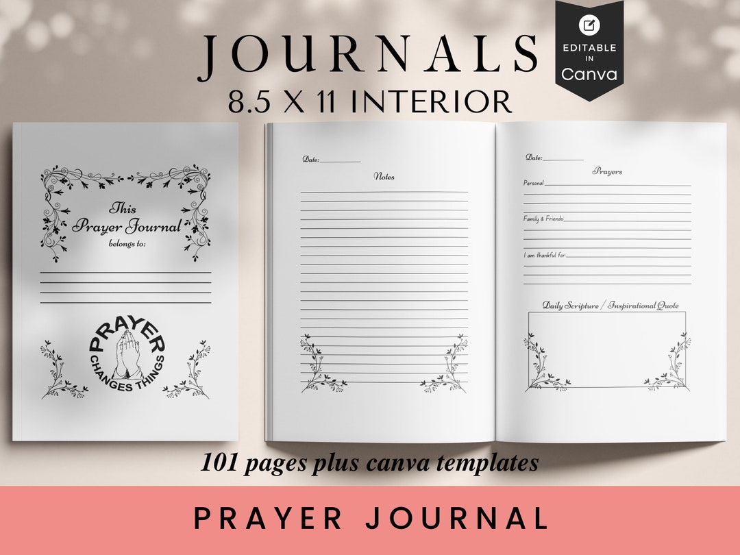 Prayer Journal, 8.5x11, KDP Template, Also for Digital and Printable ...