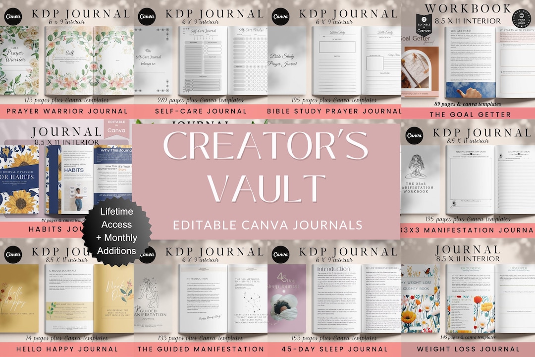 Creator’s Journal Vault, Editable Canva Journal Templates, Digital ...