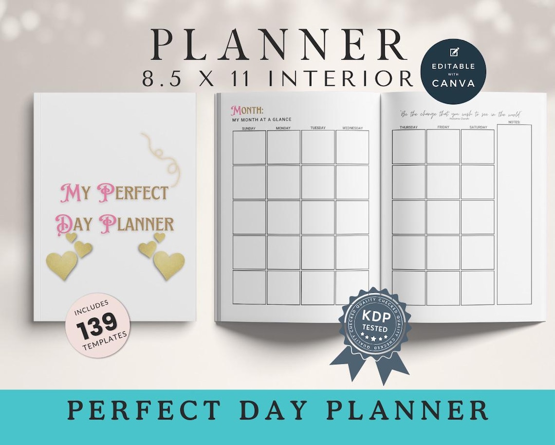 Editable Day Planner Canva Template: 8.5 X 11 KDP Interior (PLR License ...