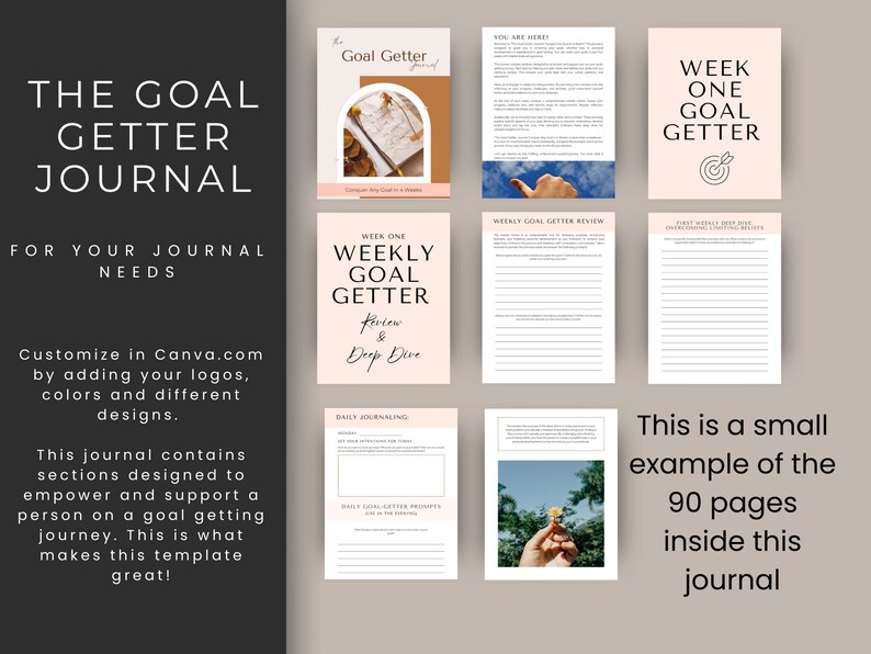 The Goal Getter Journal, 6x9, KDP Template, Canva Editable, Printable ...