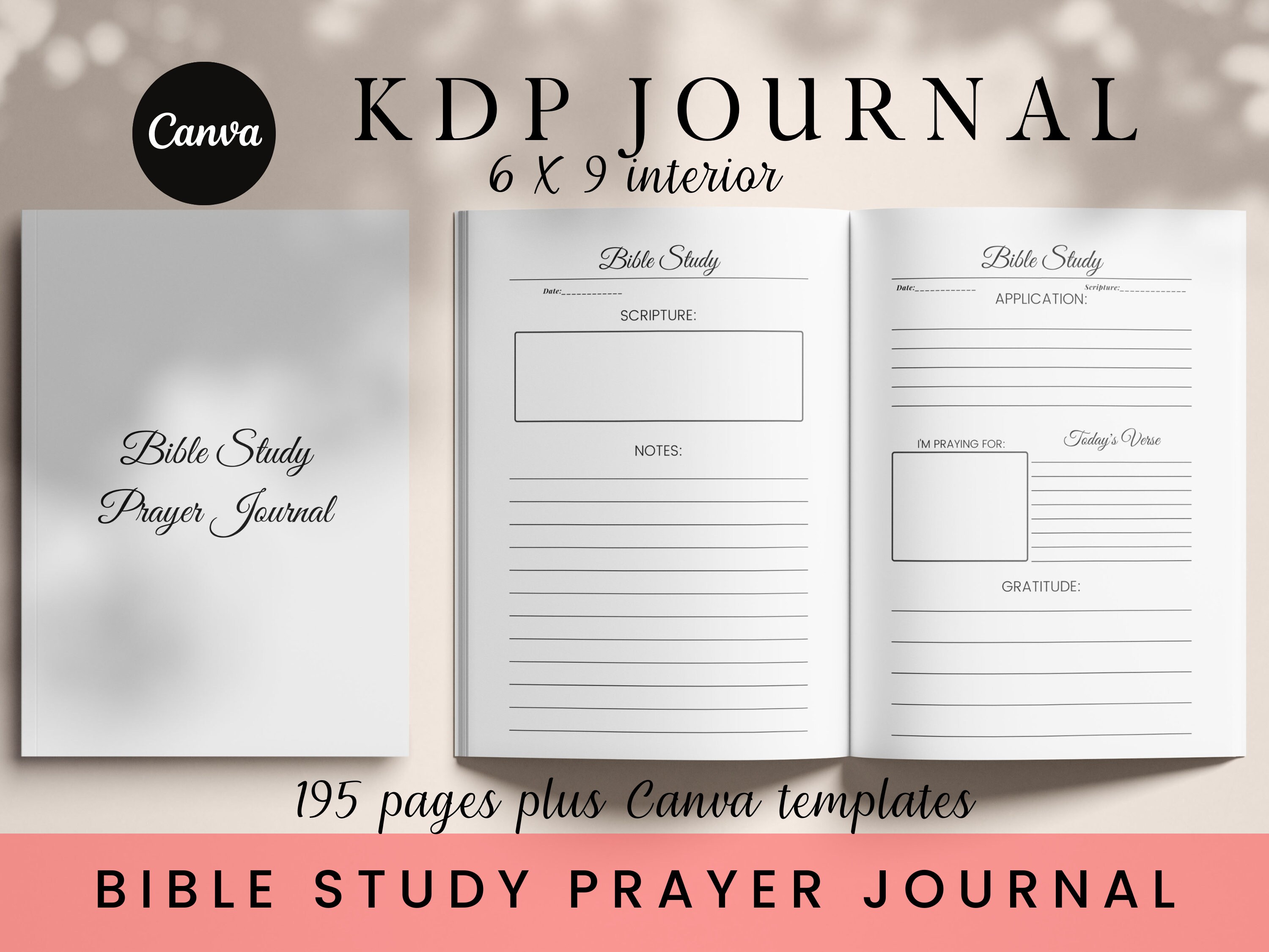 Bible Study Prayer Journal 6x9 KDP Template Low Content Etsy