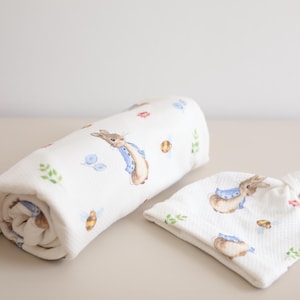 Peter Rabbit Baby Blanket and Hat Newborn Set, Cotton Hat and Blanket ...