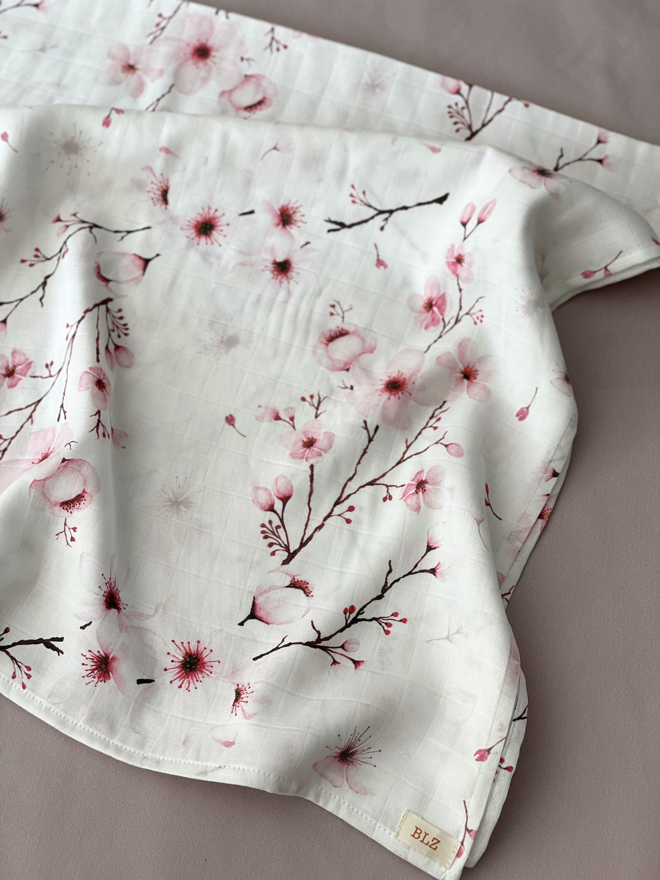 Cherry Blossom Muslin Swaddle, 120 X 120 Cm Muslin Swaddle, Organic ...