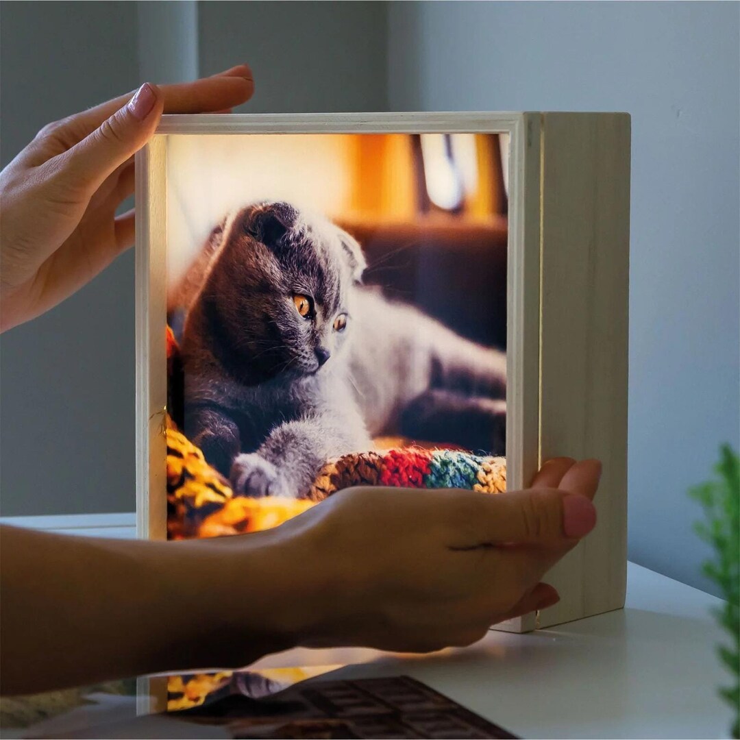 Personalized Wooden Photo Light Box Custom LED Picture Frame With Glass ...