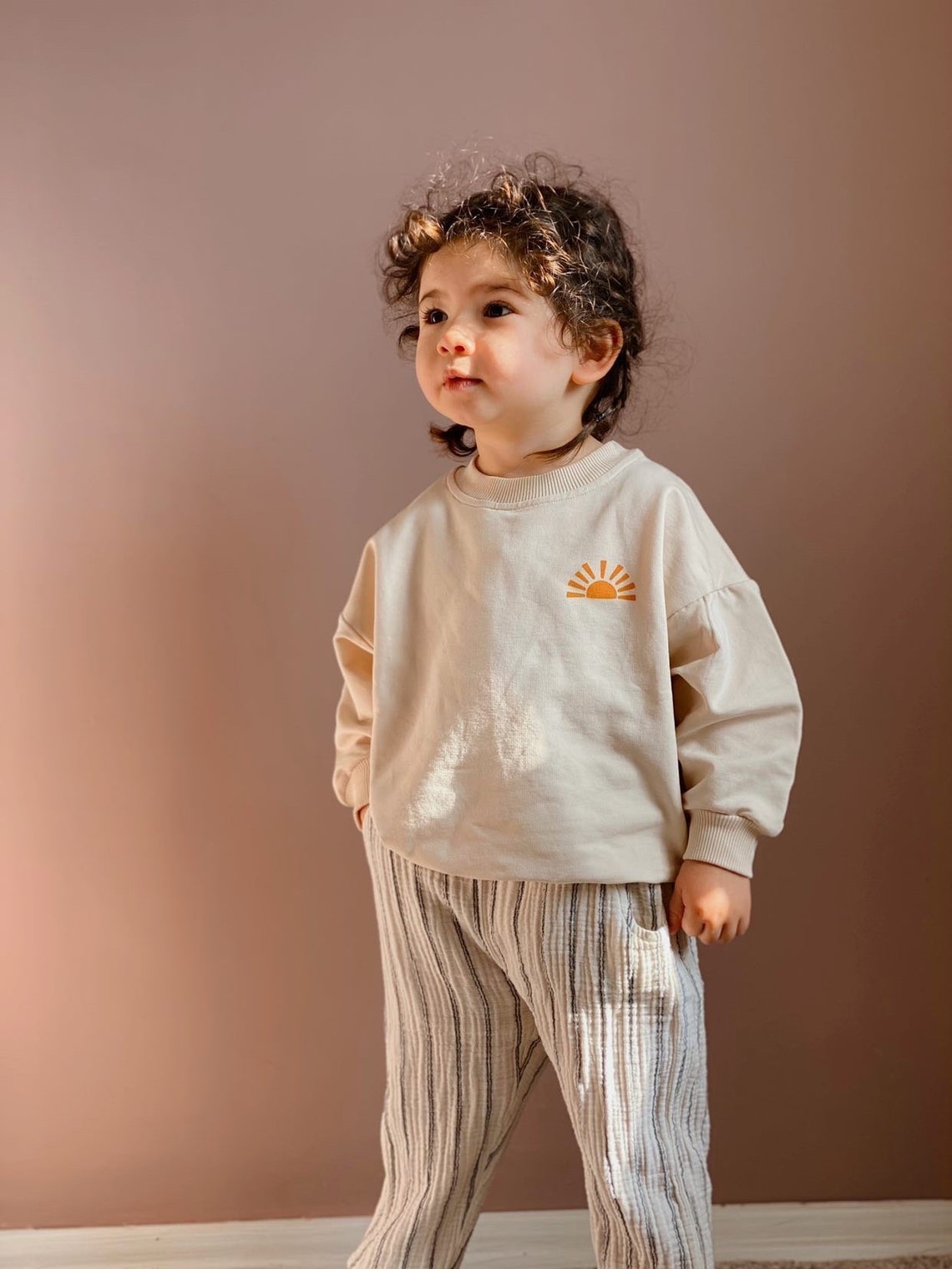 Sun Sweat Old School Kids Sweat Retro Oversize Sweat Beige - Etsy