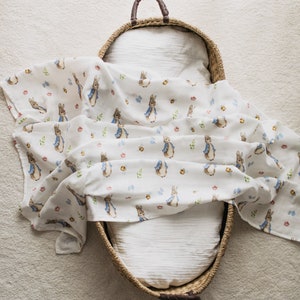 Organic Peter Rabbit Muslin Swaddle - Soft Cotton & Bamboo Blend ...