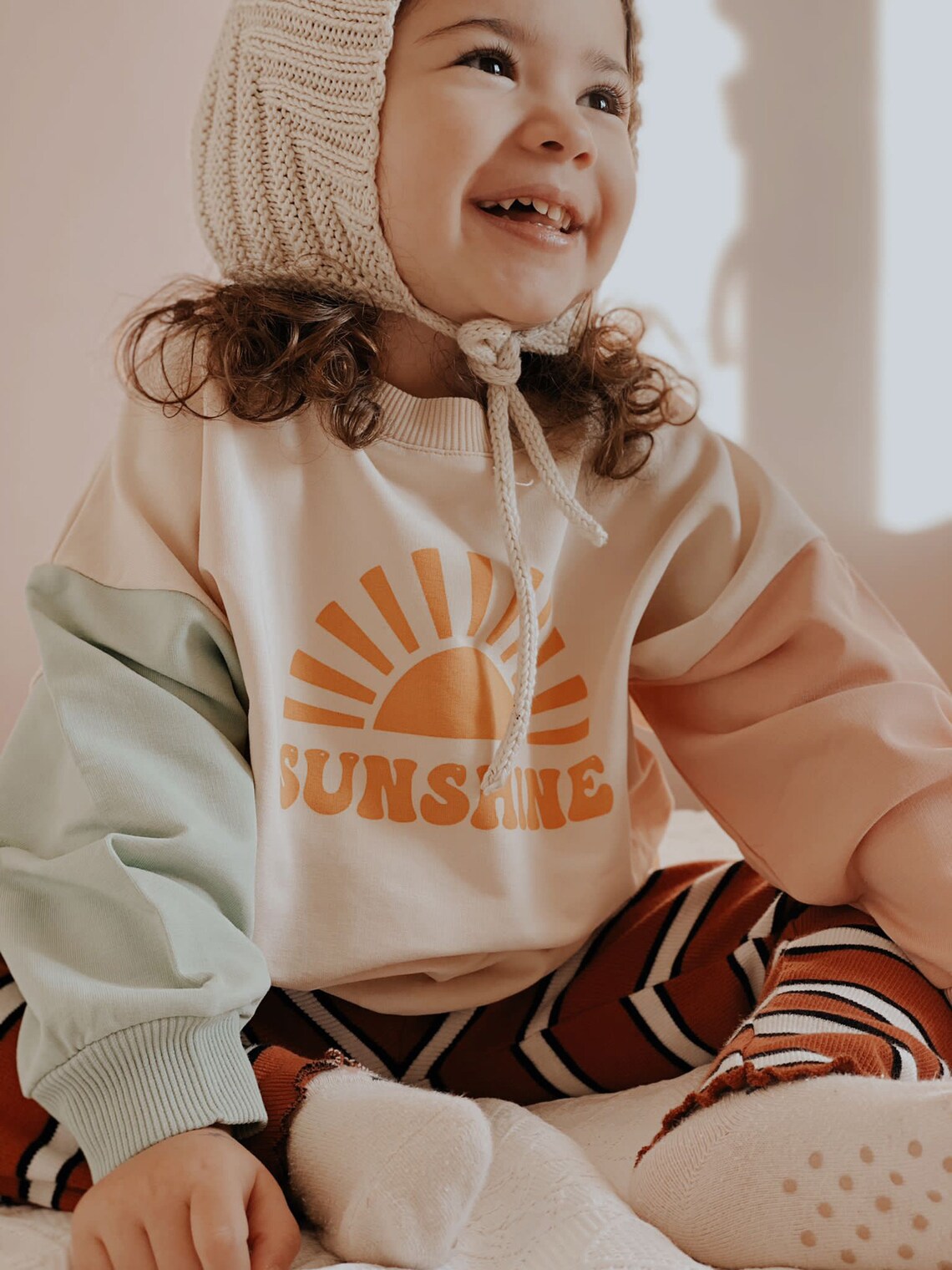 Sun Retro Sweat Old School Kids Sweat Oversize Sweat Pink - Etsy