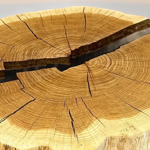 Cracked Oak Coffee Table - Cookie Slab Tree Slice - Diameter 65 Cm ...