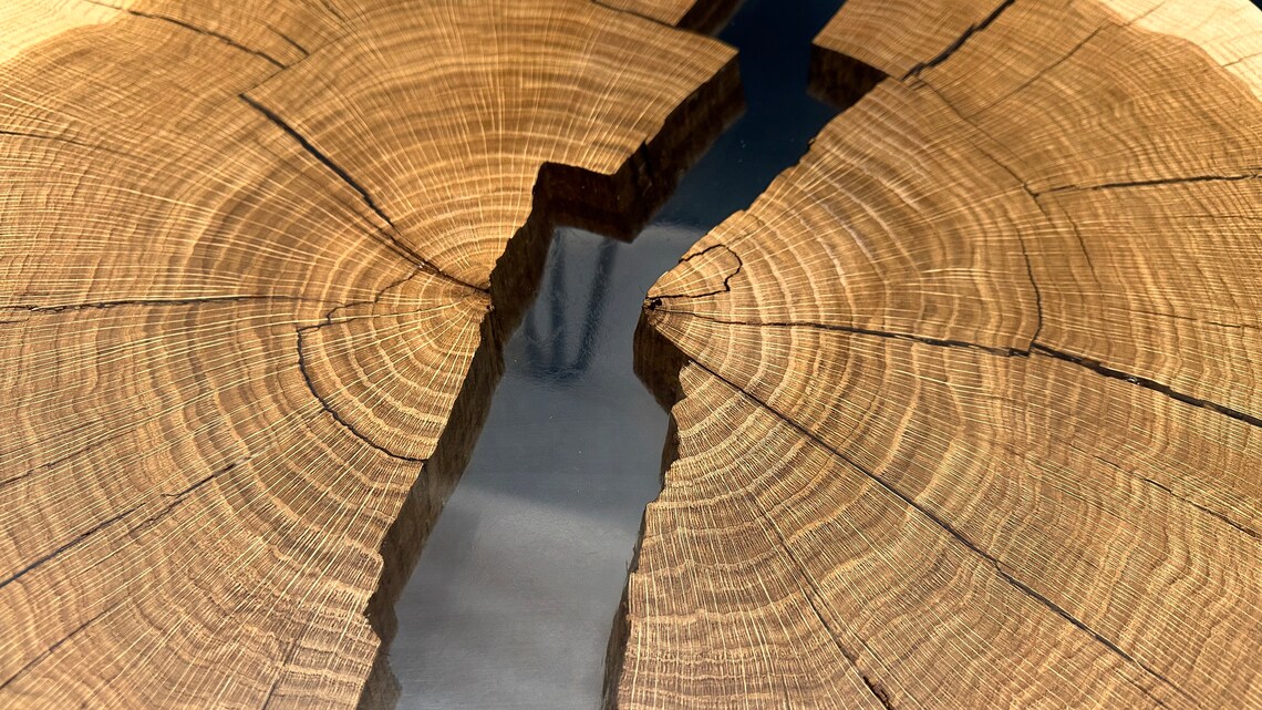 Cracked Oak Coffee Table - Cookie Slab Tree Slice - Diameter 65 Cm ...