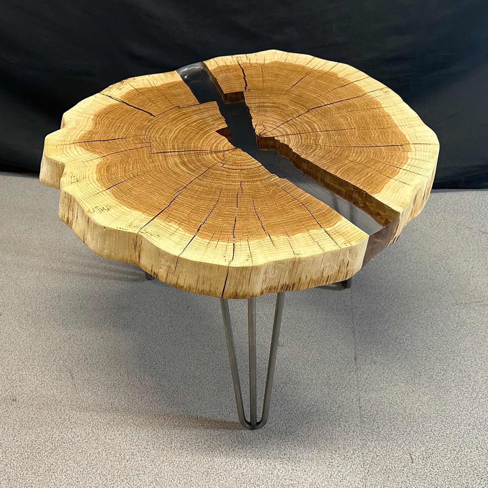 Cracked Oak Coffee Table Cookie Slab Tree Slice Diameter 65 Cm Swiss ...