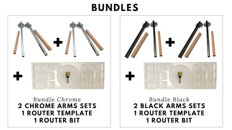 Swiveling Extension Arms for Expandable Dining Tables - Chrome or Black ...