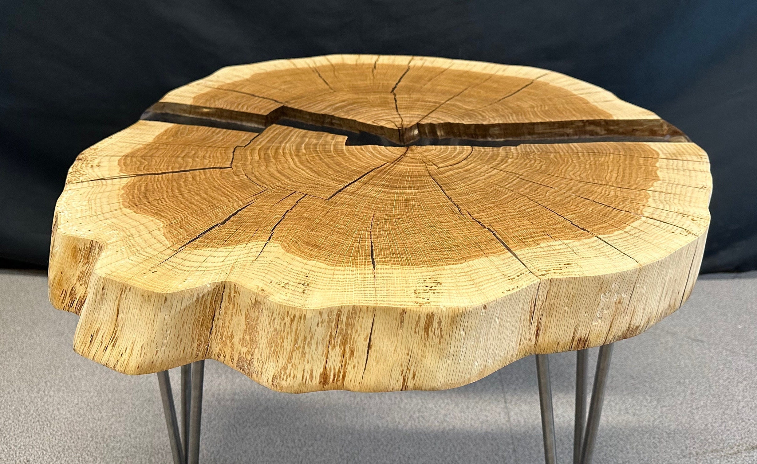 Cracked Oak Coffee Table Cookie Slab Tree Slice Diameter 65 Cm Swiss ...