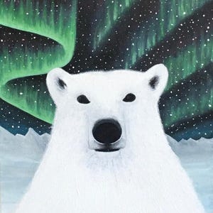 Polar Bear Under Northern Lights | Winter Arctic Wall Art Printable ...