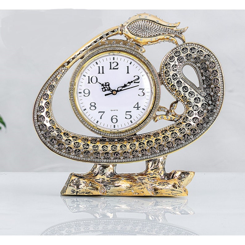 Waaw Tulip Gold Silver Desk Clock, Asma Ul Husna Clock, Islamic Desk ...