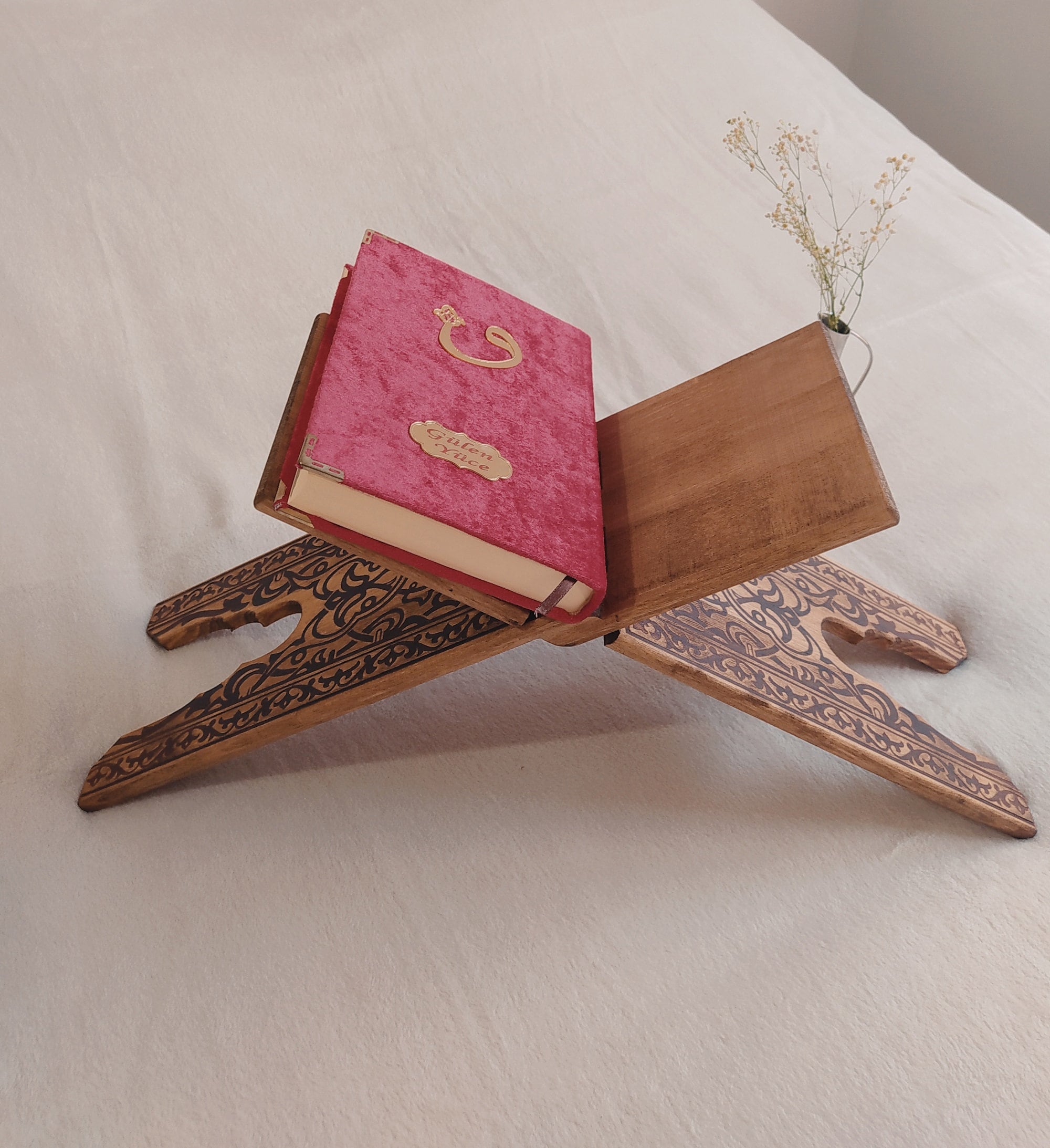 Portable Holy Quran Reading Desk, Book Reading Stand, Carved Wooden ...