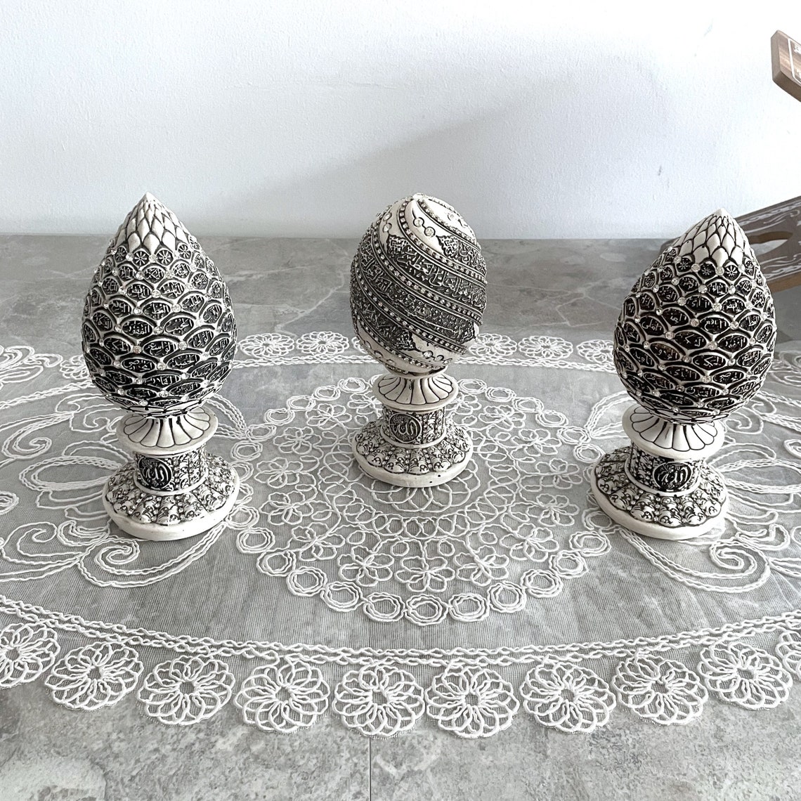 Ayat Ul Kursi Pine Cone Figurine, Islamic Desk Decor, Muslim Meaningful ...