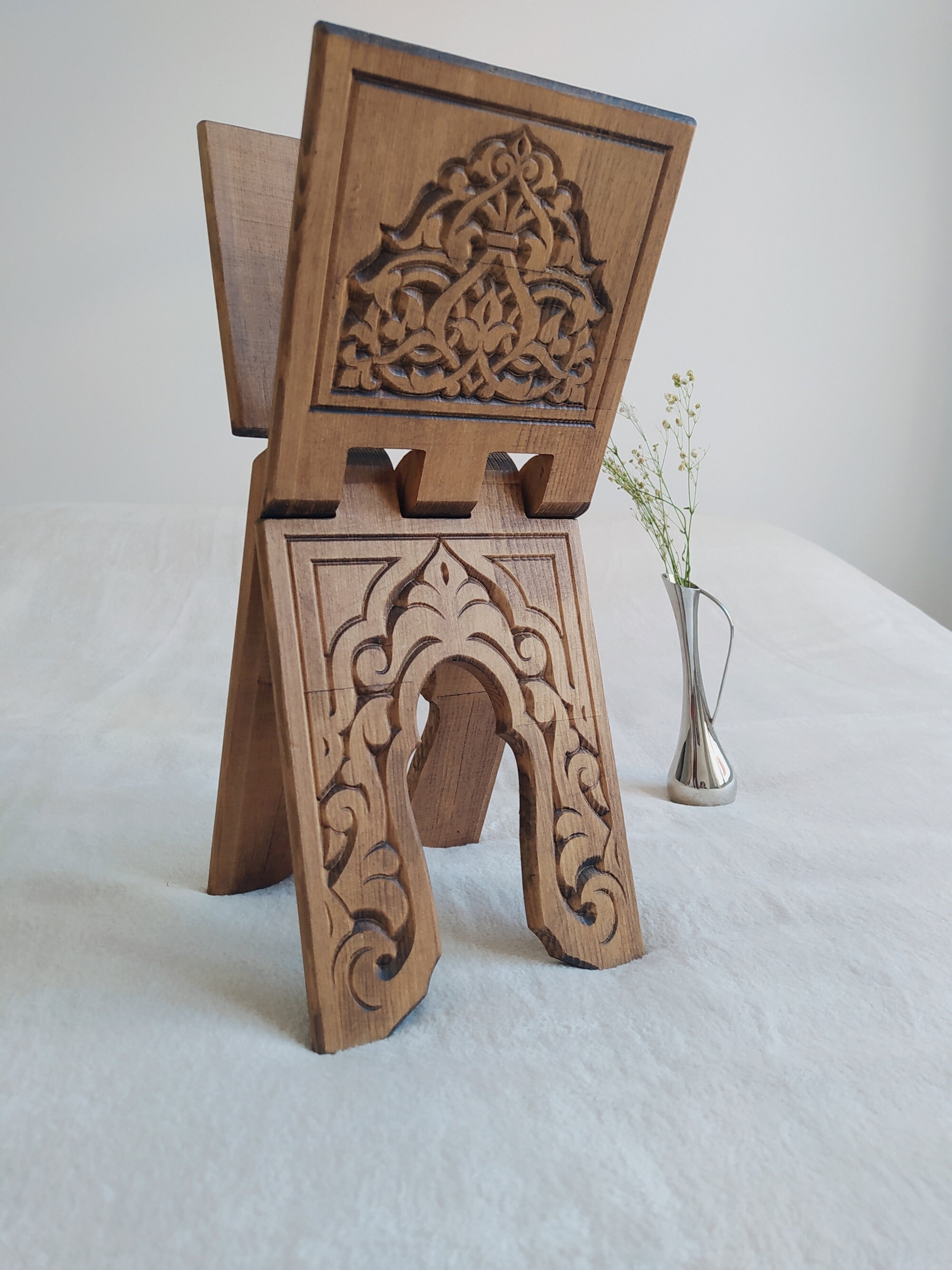 Carved Wooden Lectern, Portable Holy Quran Reading Desk, Book Reading ...