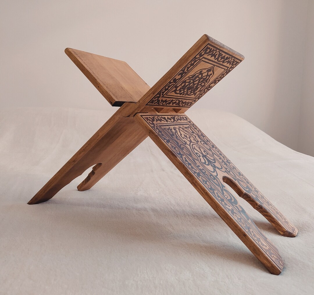 Portable Holy Quran Reading Desk, Book Reading Stand, Carved Wooden ...