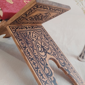 Portable Holy Quran Reading Desk, Book Reading Stand, Carved Wooden ...