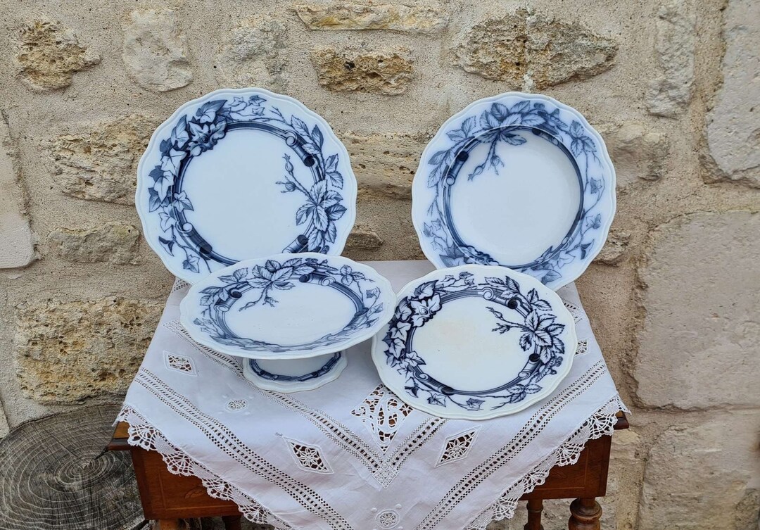 Rare Footed Plate and Plates BWM Rose and Ivy Pattern Xixth Century ...