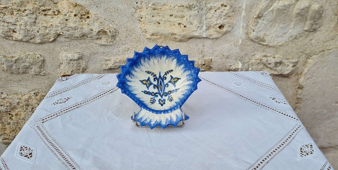 Rare Blue Quimper Oyster Shell Dish Handpainted - Etsy