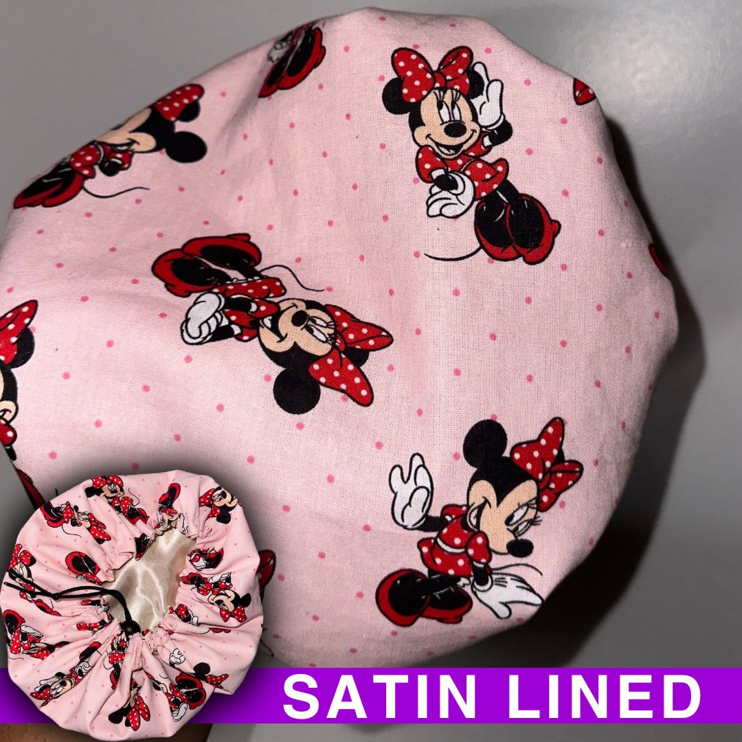Mouse Character Themed Silky Satin Kids Bonnet, Personalized Silky Baby ...
