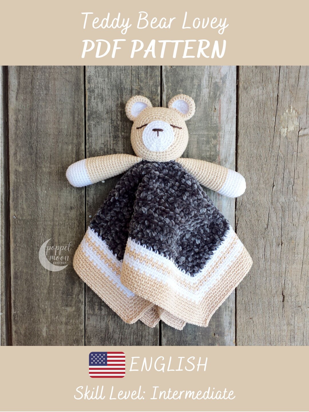 Teddy Bear Lovey Crochet Pattern Printable PDF - Etsy