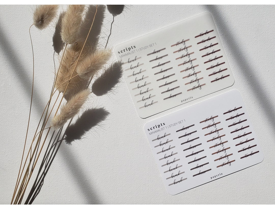 BYE BYE Scripts Study Set 1 Minimal Planner Stickers - Etsy