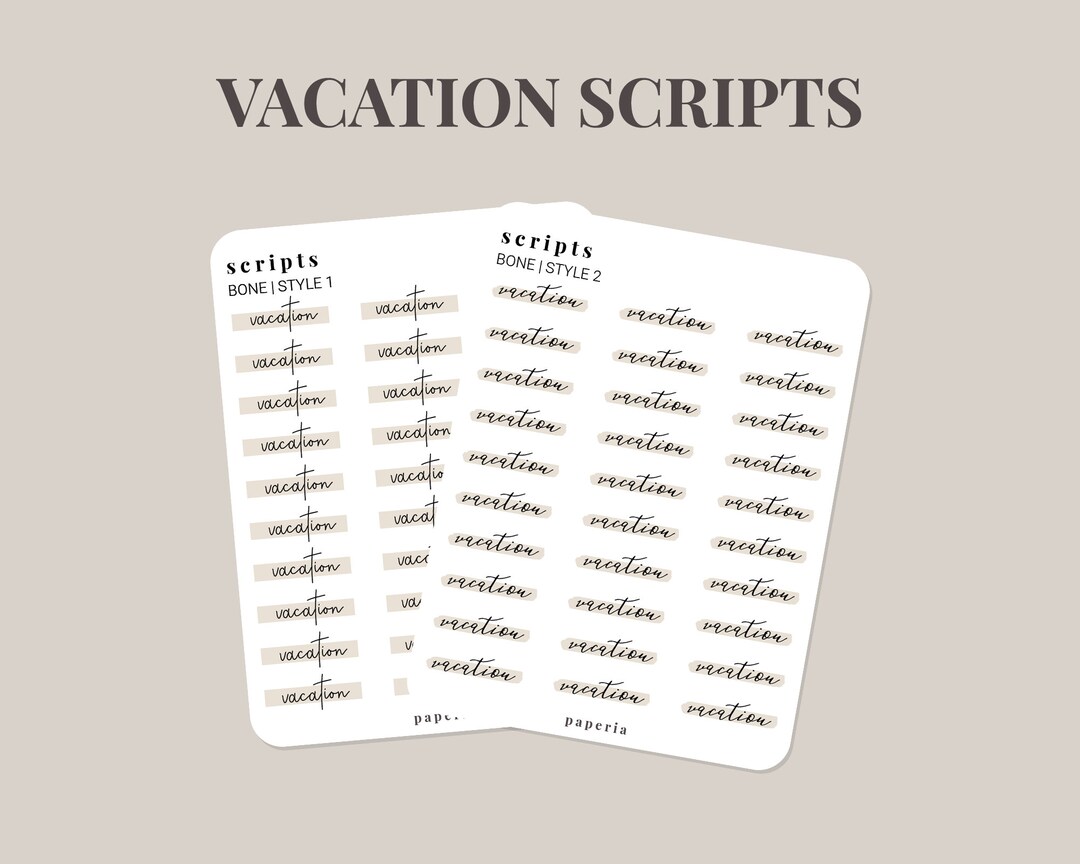 Scripts Vacation Minimal Planner Stickers 3 X 4 Sticker Sheet - Etsy