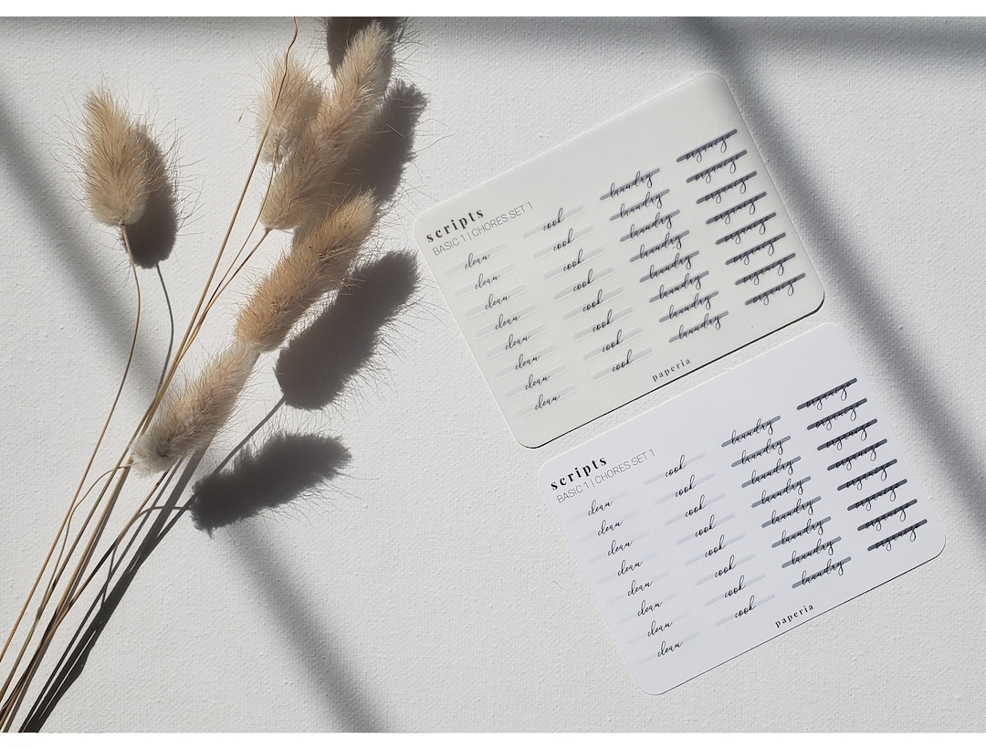 BYE BYE Scripts Chores Set 1 Minimal Planner Stickers Minimalist Colour ...