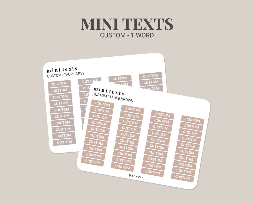 Mini Texts - Custom Set (1 Word) - Minimal Planner Stickers ...