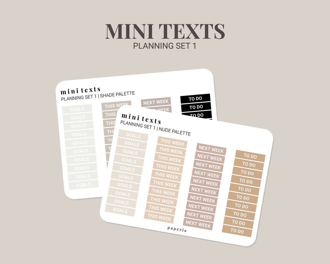 Mini Texts Planning Set 1 Minimal Planner Stickers 4 X 3 Sticker Sheet ...